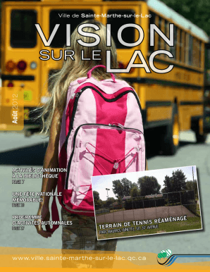 Remplissable En Ligne Ville de Sainte-Marthe-sur-le-Lac VISION SUr LELAC Fax Email Imprimer ...
