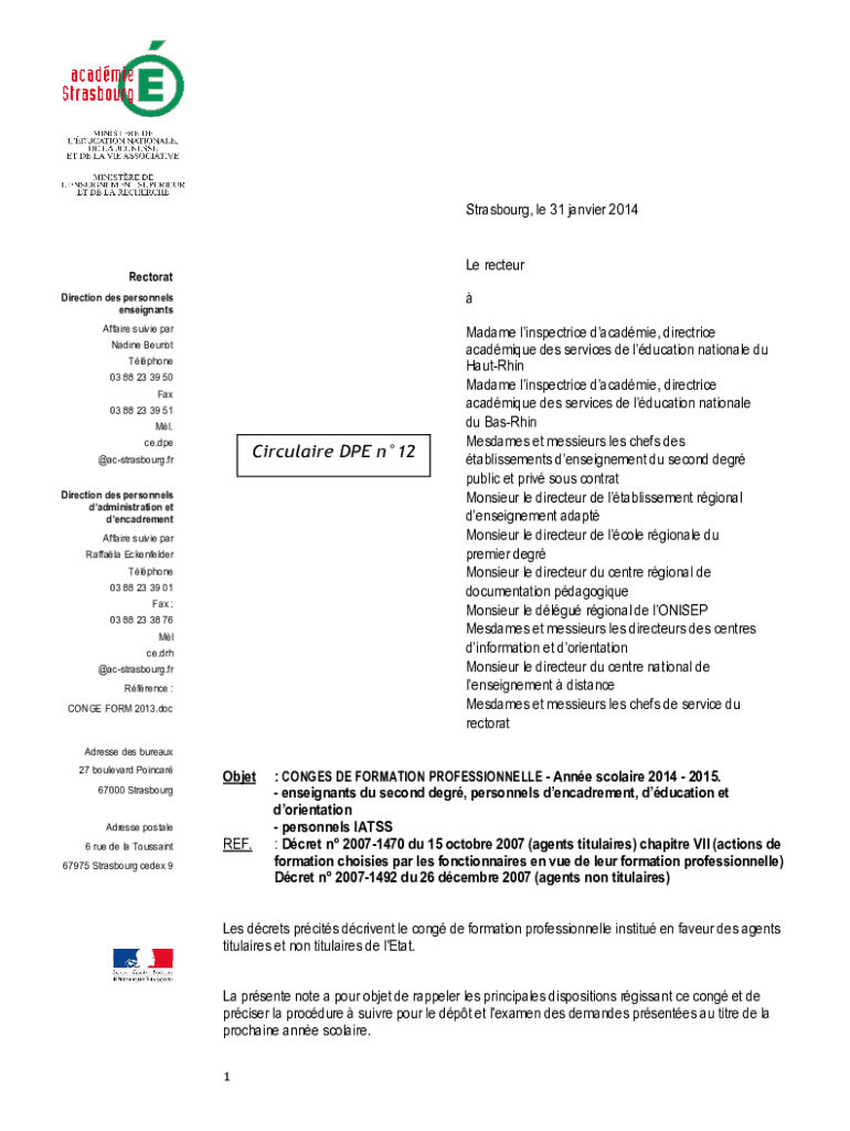 Remplissable En Ligne CIRC 12-CONGE FORM 2014-2015 Fax Email Imprimer ...
