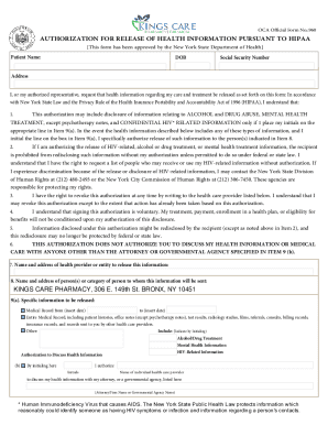Fillable Online OCA Official Form No.:960 AUTHORIZATION FOR RELEASE Fax ...