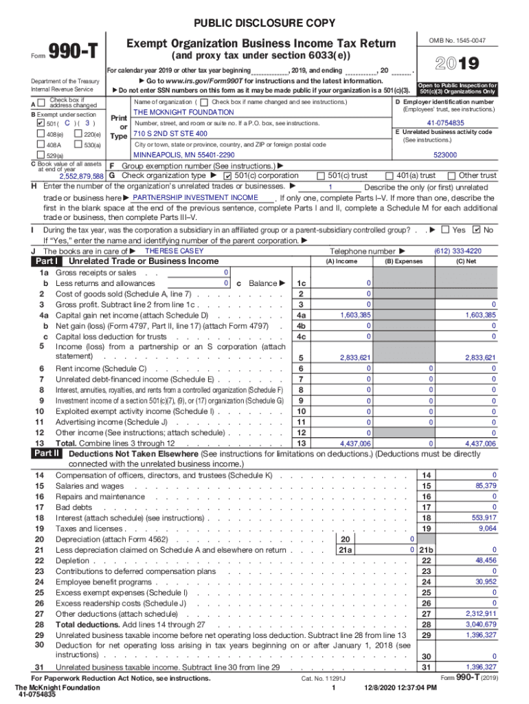 Fillable Online PUBLIC DISCLOSURE COPY 990-PF Return of Private ...