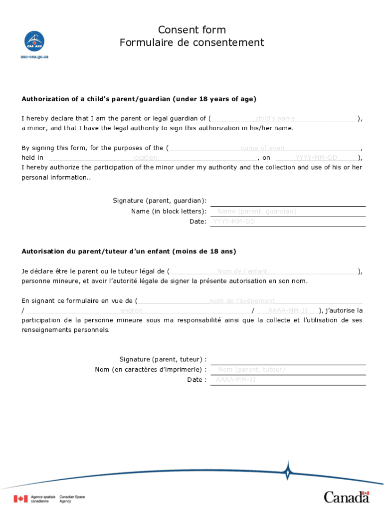 Fillable Online Consent form Formulaire de consentement Fax Email Print ...