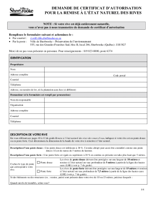 Remplissable En Ligne Demande de certificat d'autorisation pour la remisel'tat naturel des rives ...