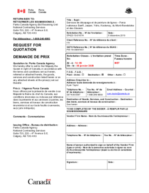 Remplissable En Ligne RETURN BIDS TO: Date RETOURNER LES SOUMISSIONS: Roof ... Fax Email ...