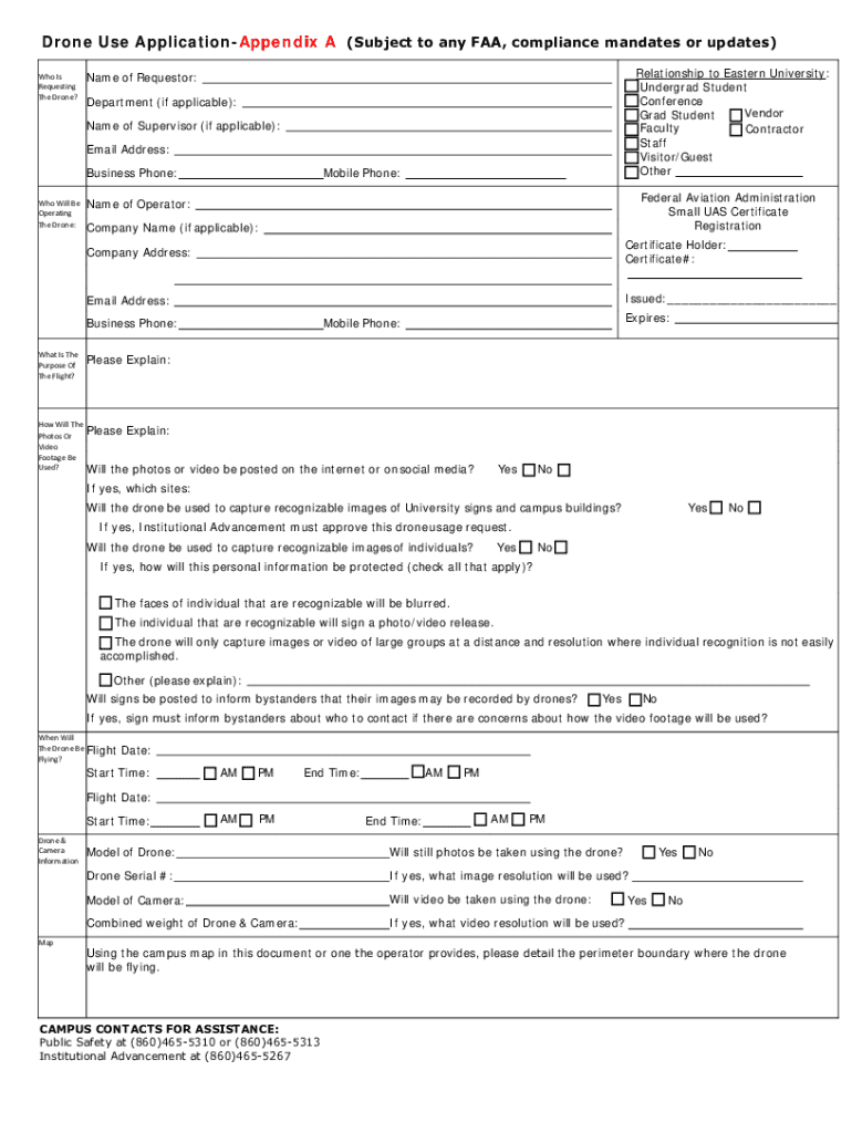 Fillable Online Drone Use Application-Appendix A (Subject to any FAA ... Fax Email Print - pdfFiller