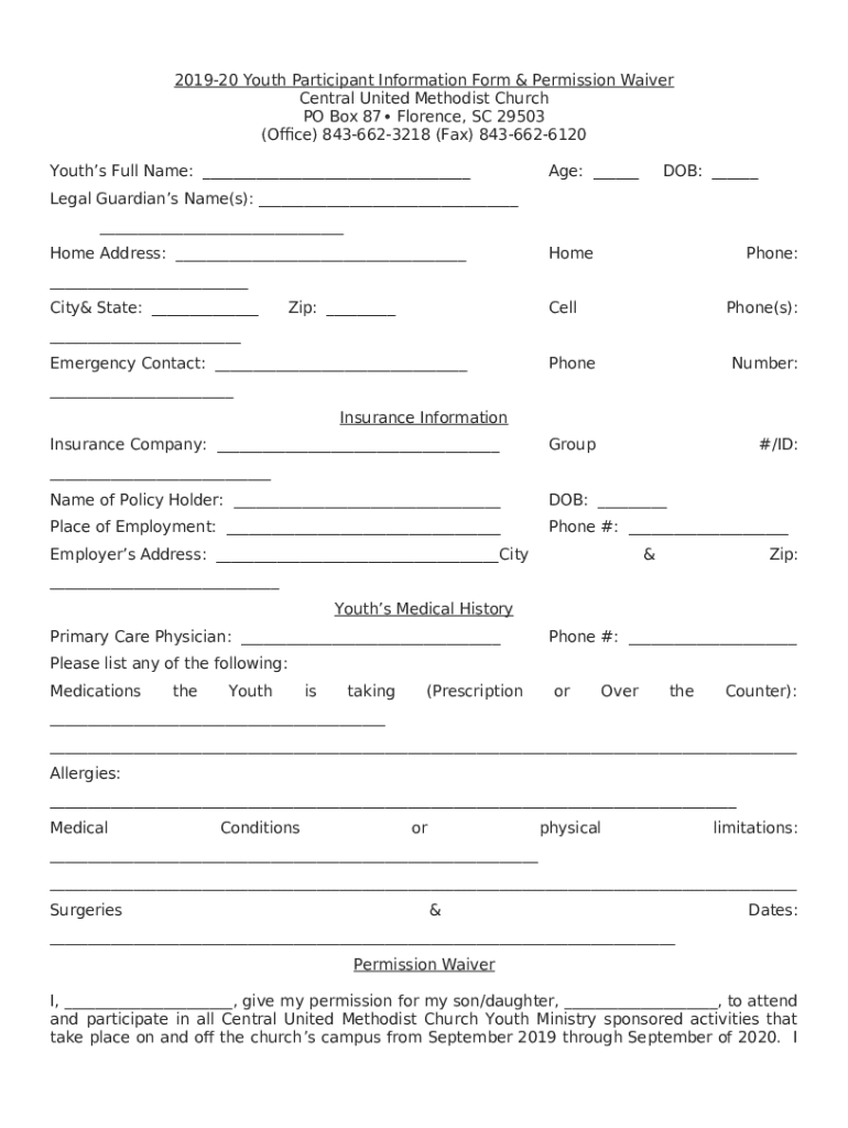 Online 2015-16 Youth Participant Ination ... Doc Template | pdfFiller