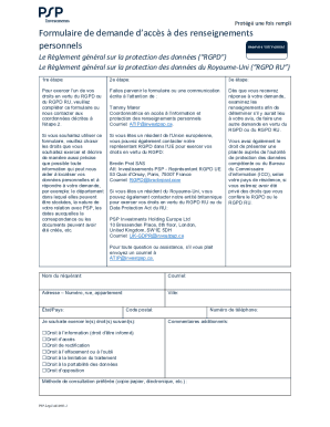 Remplissable En Ligne La Protection Des Donn Es Personnelles Le Rgpd Et La Loi ... Fax Email ...