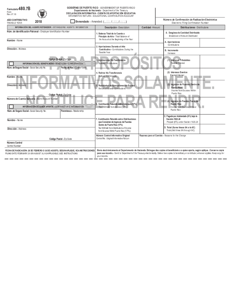 Puerto Rico Form 480.7B - Blank Fillable Template | Fill Out, Print ...
