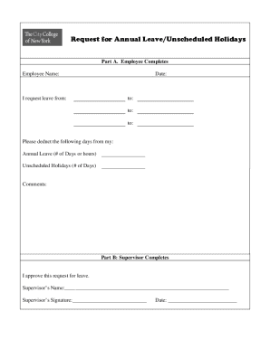 Fillable Online Request for Annual Leave/Unscheduled Holidays Fax Email ...