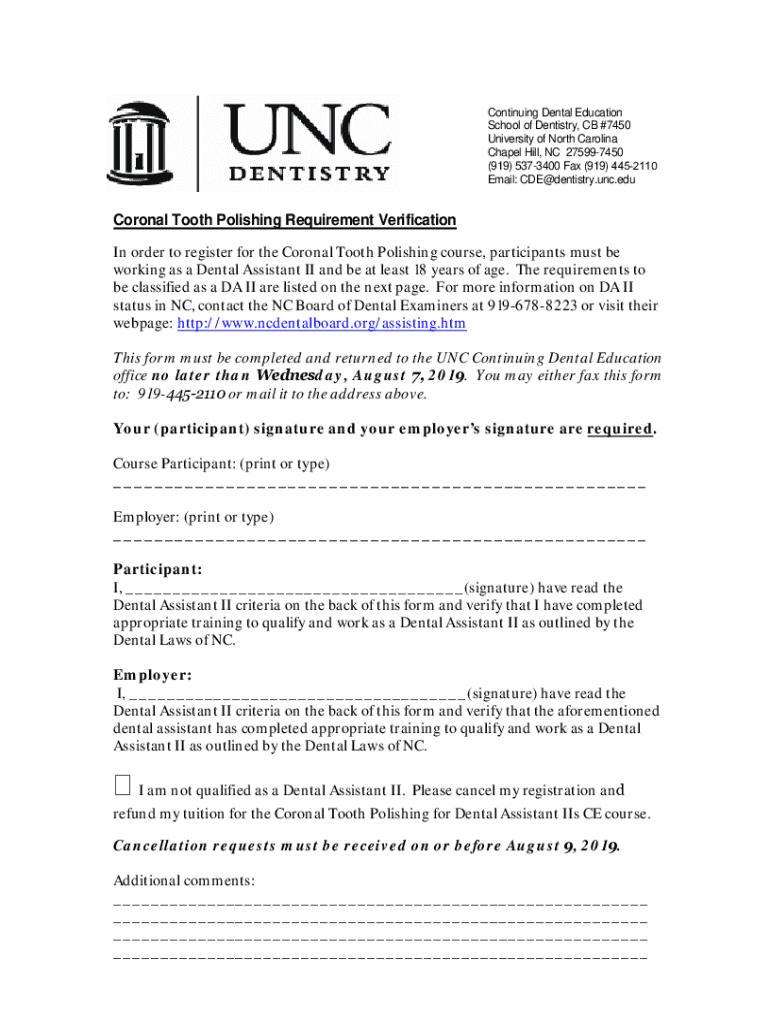 Fillable Online This form must be completed and returned to the UNC ...