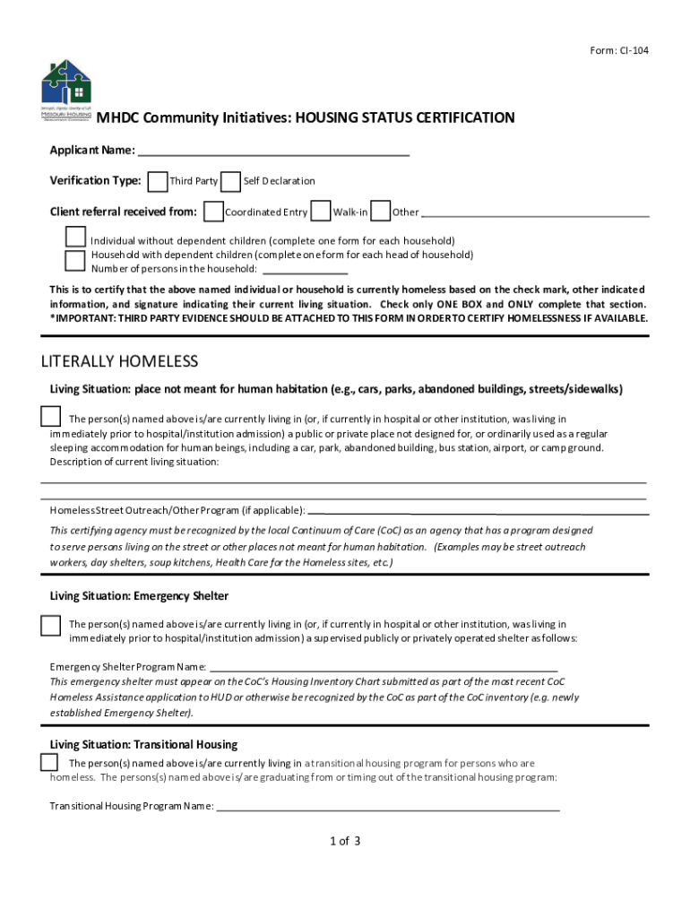 Fillable Online COMMUNITY INITIATIVES DEPARTMENT, MISSOURI HOUSING ...