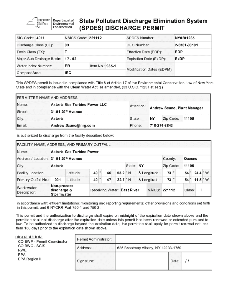 Fillable Online SPDES Permit Template - Industrial Fax Email Print ...