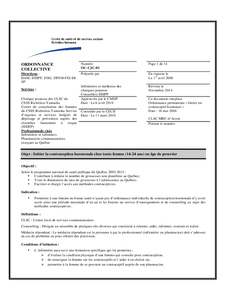 Remplissable En Ligne ORDONNANCE Page 1 de 14 COLLECTIVE Fax Email Imprimer - pdfFiller