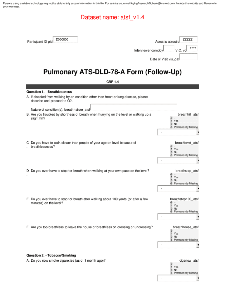 Fillable Online Pulmonary ATS-DLD-78-A Form (Follow-Up) Fax Email Print ...
