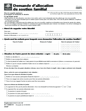 Remplissable En Ligne Fillable Online Demande d'allocation de soutien familial ... Fax Email ...