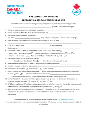 Fillable Online Swimming Canada Para-swimming WPS Competition Approval ...