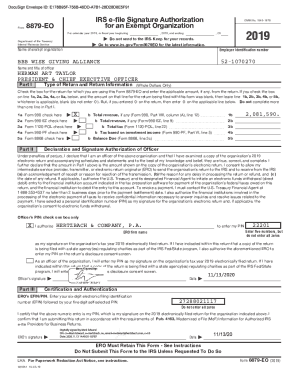 Fillable Online IRS e-file Signature Authorization Fo,m 8879-EQ For ...