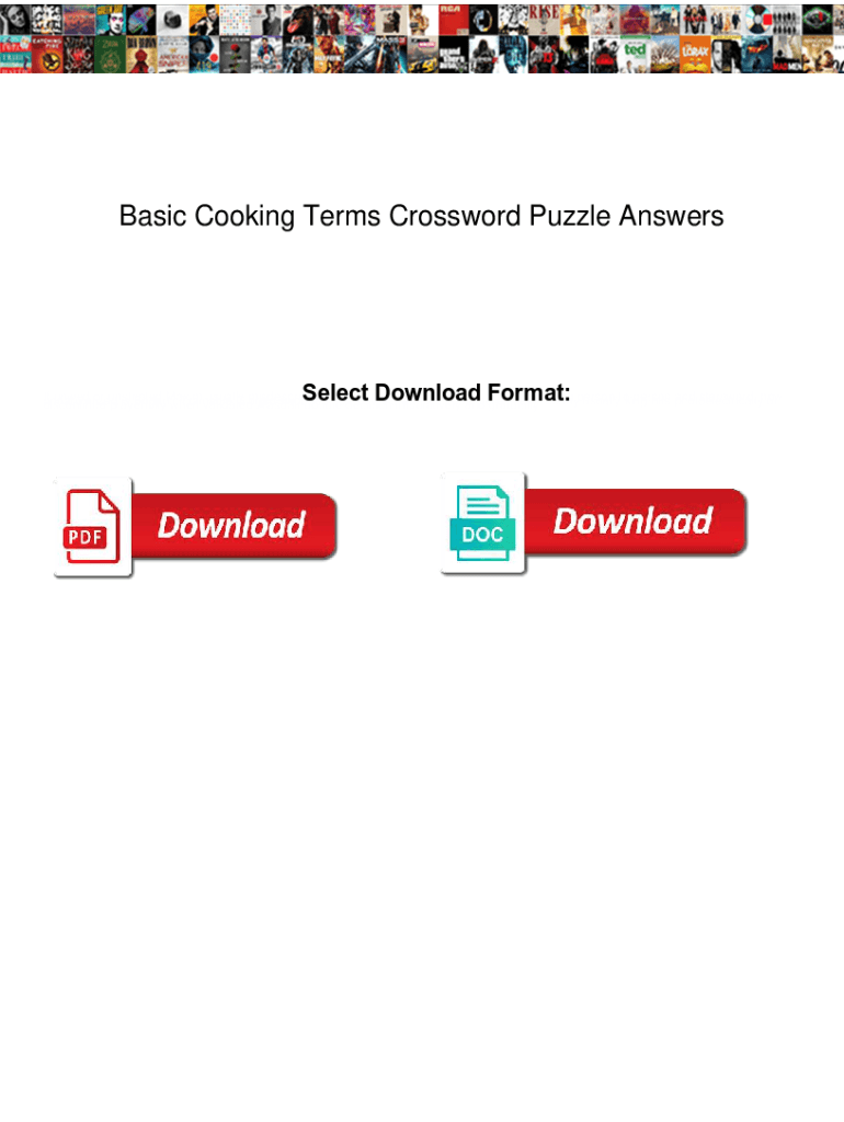 Fillable Online sas unl Basic Cooking Terms Crossword Puzzle Answers ...