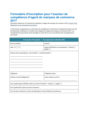 Remplissable En Ligne Fillable Online Remplissable Inscription l'examen des ... Fax Email ...