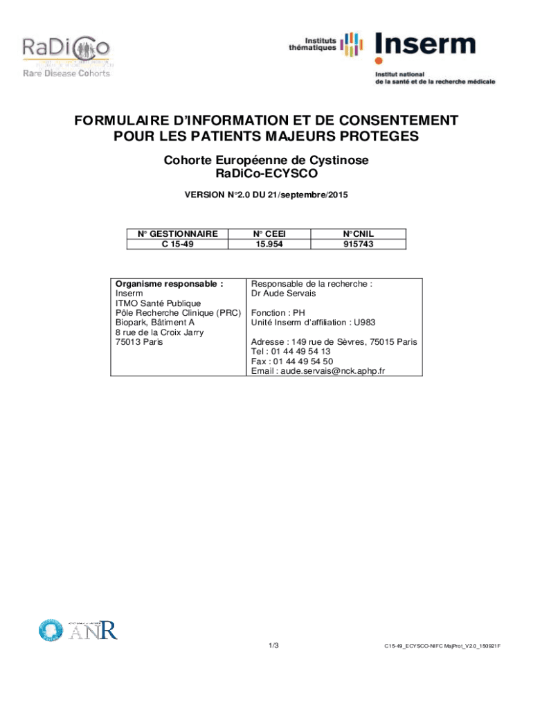 Remplissable En Ligne formulaire d'information et de consentement pour ...