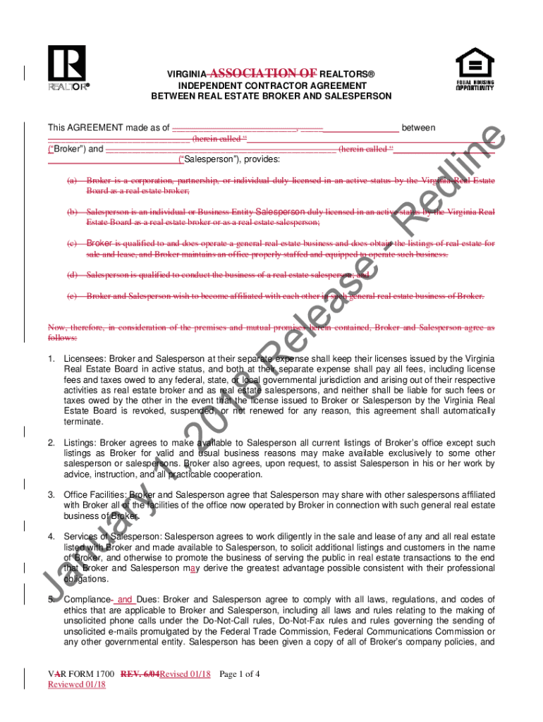 Fillable Online Virginia REALTORS - Form 1700 Fax Email Print - pdfFiller