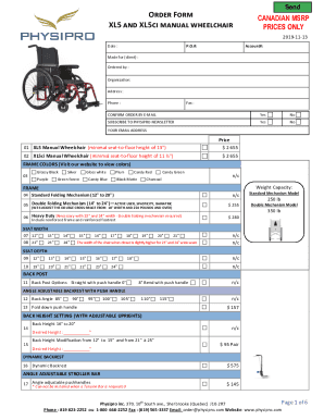Fillable Online Wheelchair Order Form - Fill Online, Printable ...