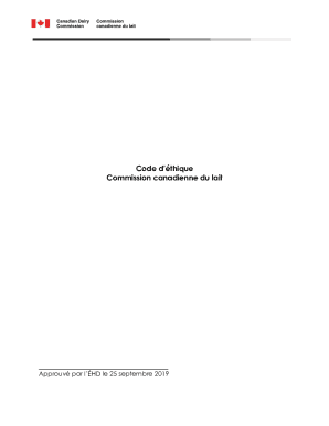 Remplissable En Ligne Code d'thique Commission canadienne du lait Fax Email Imprimer - pdfFiller