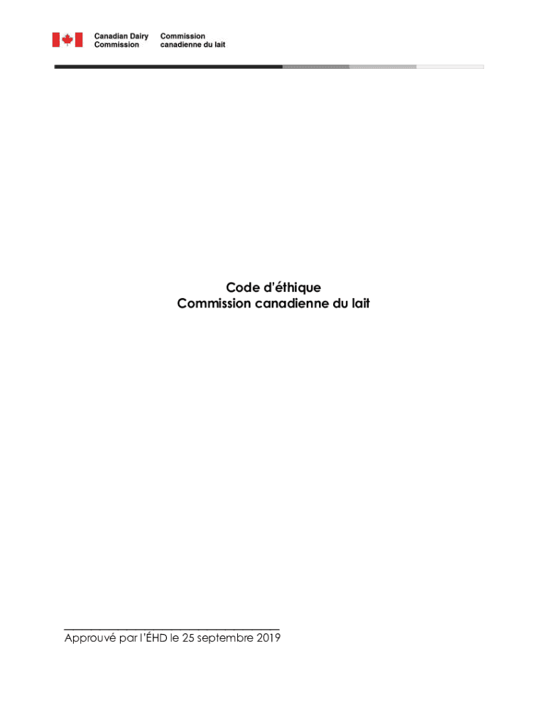 Remplissable En Ligne Code d'thique Commission canadienne du lait Fax Email Imprimer - pdfFiller