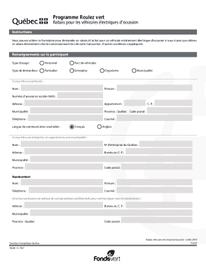 Remplissable En Ligne Formulaire - Rabais pour les vhicules lectriques ...