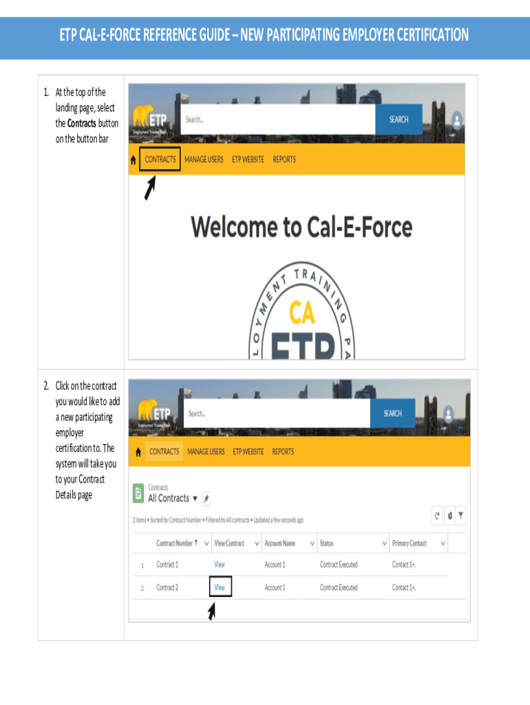 Fillable Online etp ca ETP Cal-E-Force Reference Guide - New Participating Employer ...
