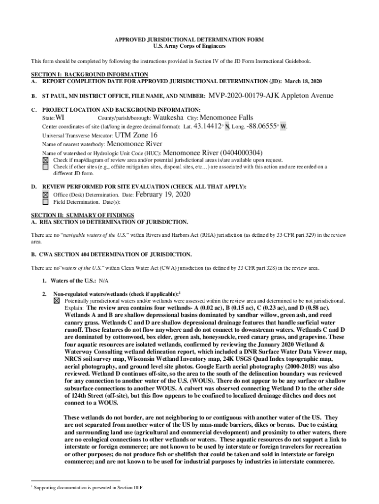 Fillable Online approved jurisdictional determination form - Jackson County Fax Email Print ...