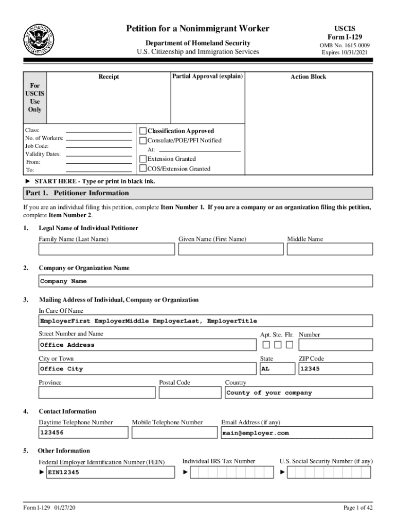 Fillable Online Form i 129 pdffillerencategoriescompetitorFillable