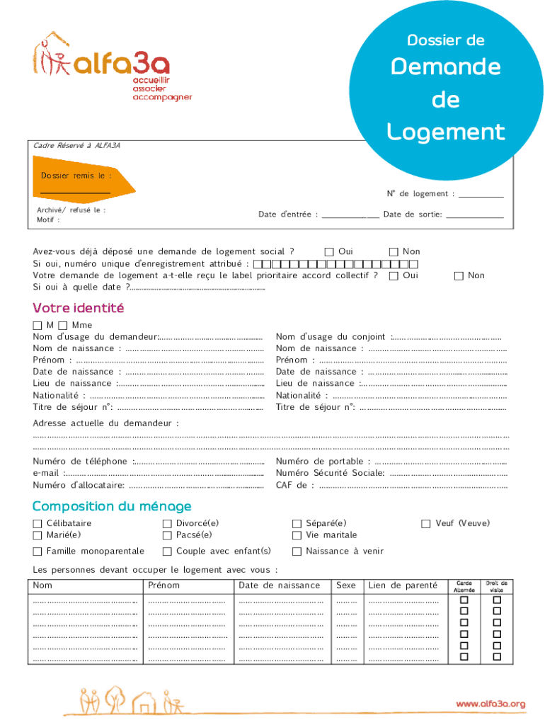 Remplissable En Ligne PDF Demande de logement social - formulaires ...
