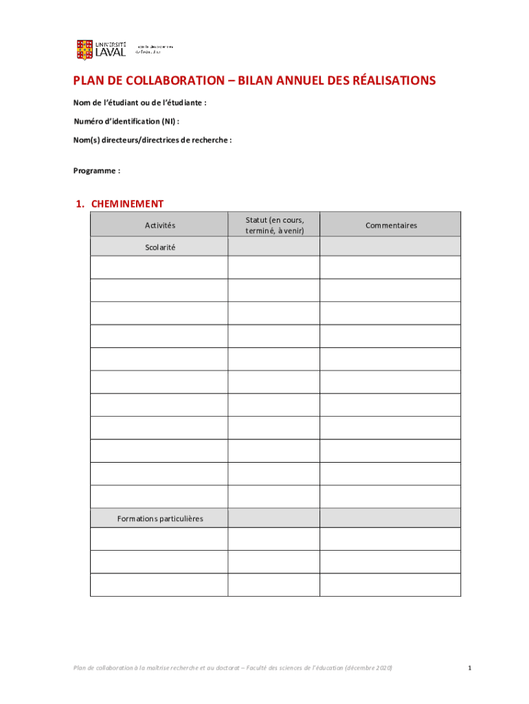 Remplissable En Ligne Bilan des ralisations - formulaire - Facult des sciences de l ... Fax ...