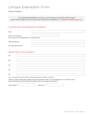 Remplissable En Ligne Limosa Exemption Form - English version (Editable ...