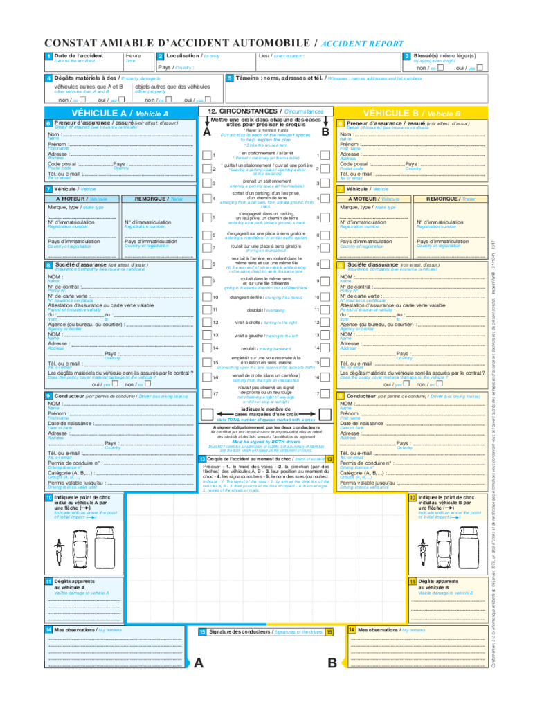 Fillable Online CONSTAT AMIABLE - Translation in English - bab.la Fax ...