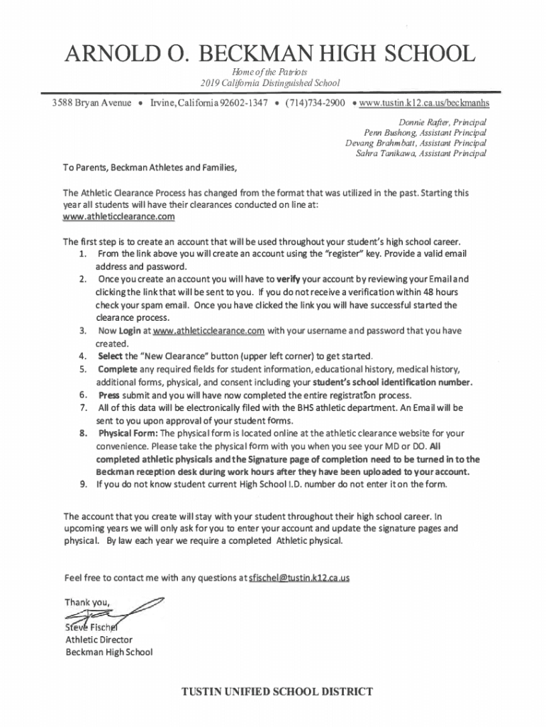 Fillable Online www.tustin.k12.ca.usuploadedSchoolsARNOLD O. BECKMAN HIGH SCHOOL - Home - Tustin ...