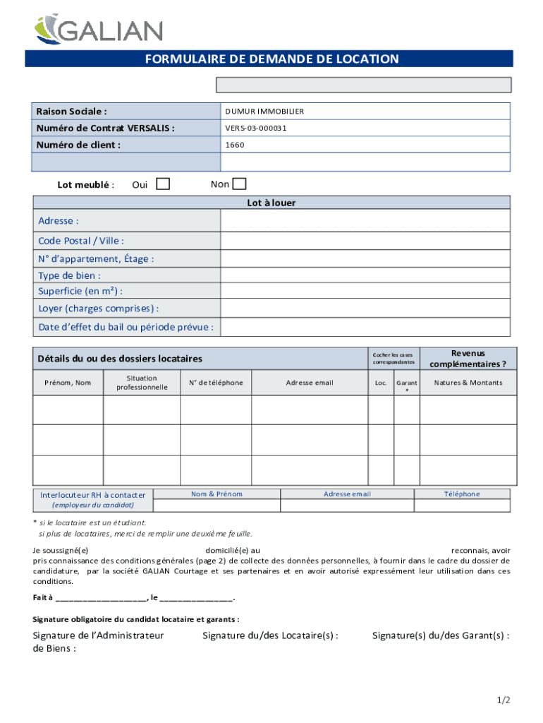 Remplissable En Ligne FORMULAIRE DE DEMANDE DE LOCATION - Groupe AC3 ...