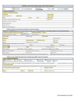 Fillable Online ECS Enrollment Form 1020 Fax Email Print - pdfFiller