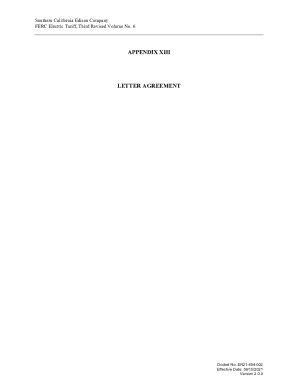 Fillable Online APPENDIX XIII LETTER AGREEMENT Fax Email Print - pdfFiller