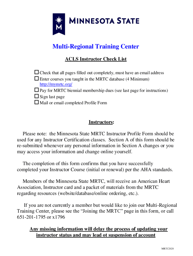 Fillable Online Fillable Online ACLS Instructor Check List Fax Email ...