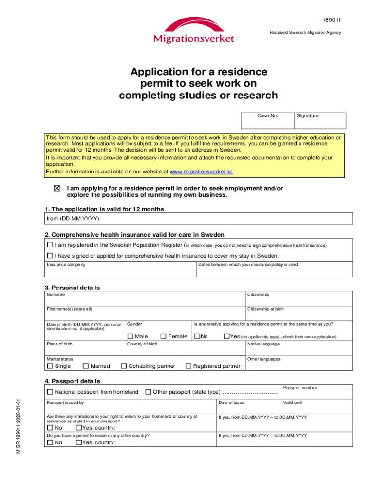 Fillable Online Fillable Online Application for residence permit to ...