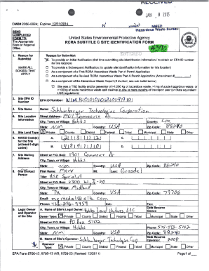 Fillable Online RCRA SUBTITLE C SITE IDENTIFICATION FORM 'l/ Fax Email ...