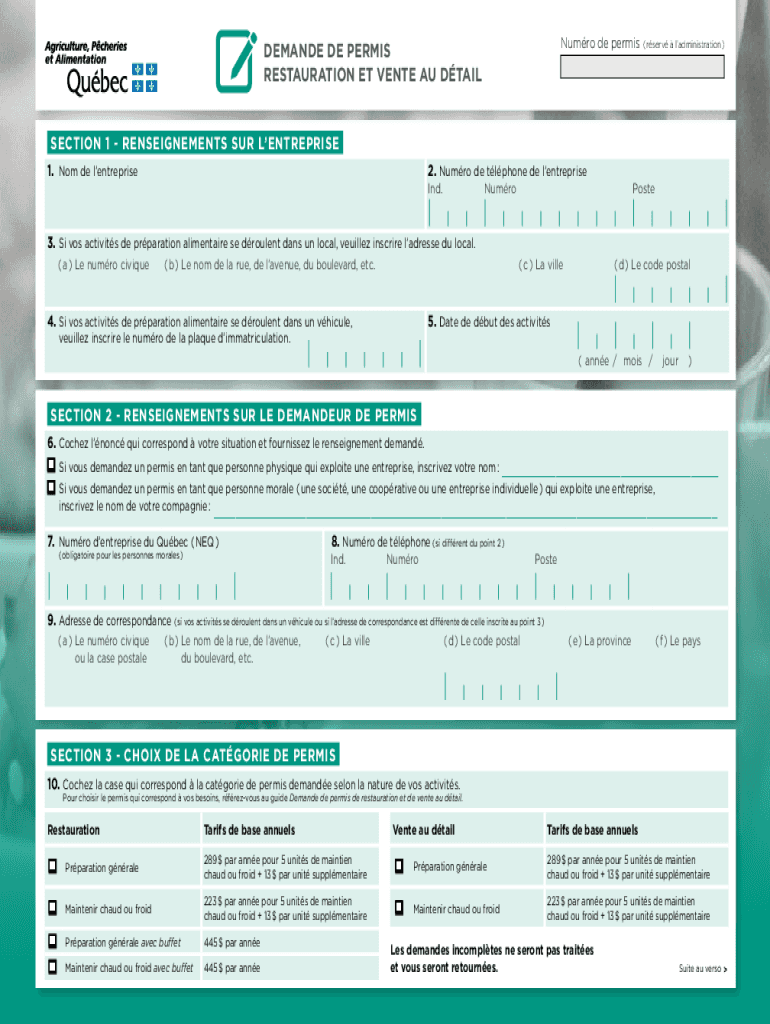 Remplissable En Ligne Formulaire de demande de permis - Restauration et ...