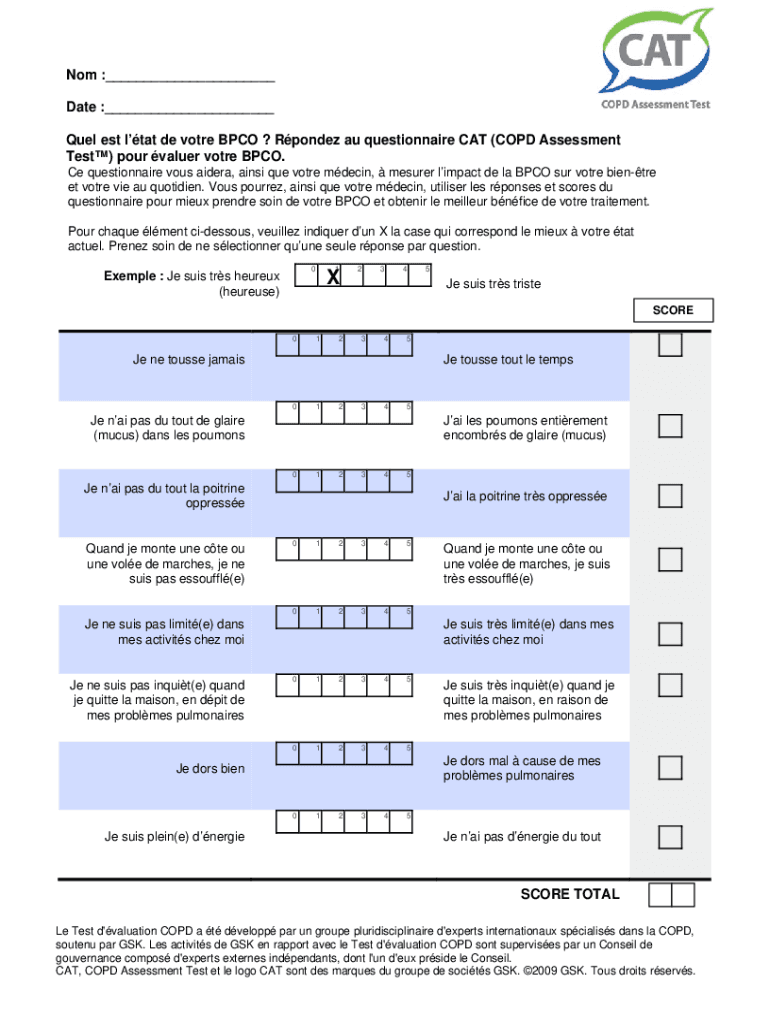 Remplissable En Ligne Quel est l'tat de votre BPCO ? Rpondez au ...