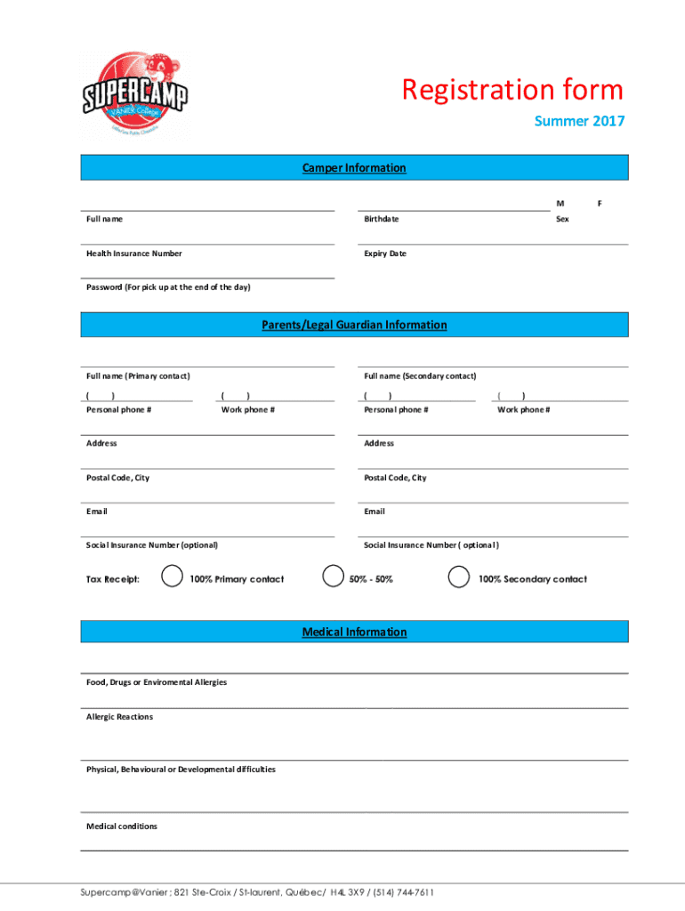 Fillable Online Activity Registration Form Fax Email Print - pdfFiller