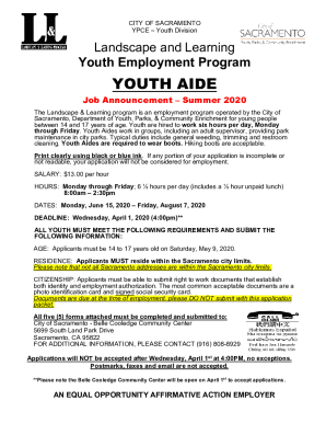 Fillable Online Youth Aide - City of Sacramento Career ...
