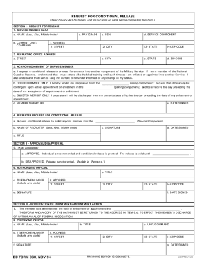 Fillable Online Request for Conditional Release Form Free Download Fax ...
