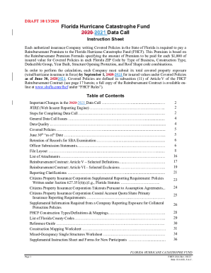 Fillable Online Florida Hurricane Catastrophe Fund Contract Year 2020 ...