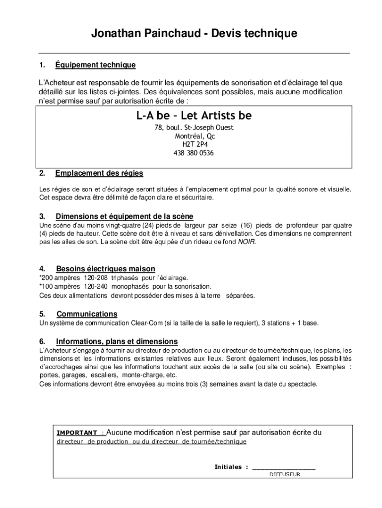Remplissable En Ligne Jonathan Painchaud - Devis technique L-A beLet ...