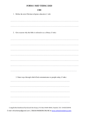 Fillable Online CRE Notes Form 1CRE Revision Notes SummaryKCSE CRE ...